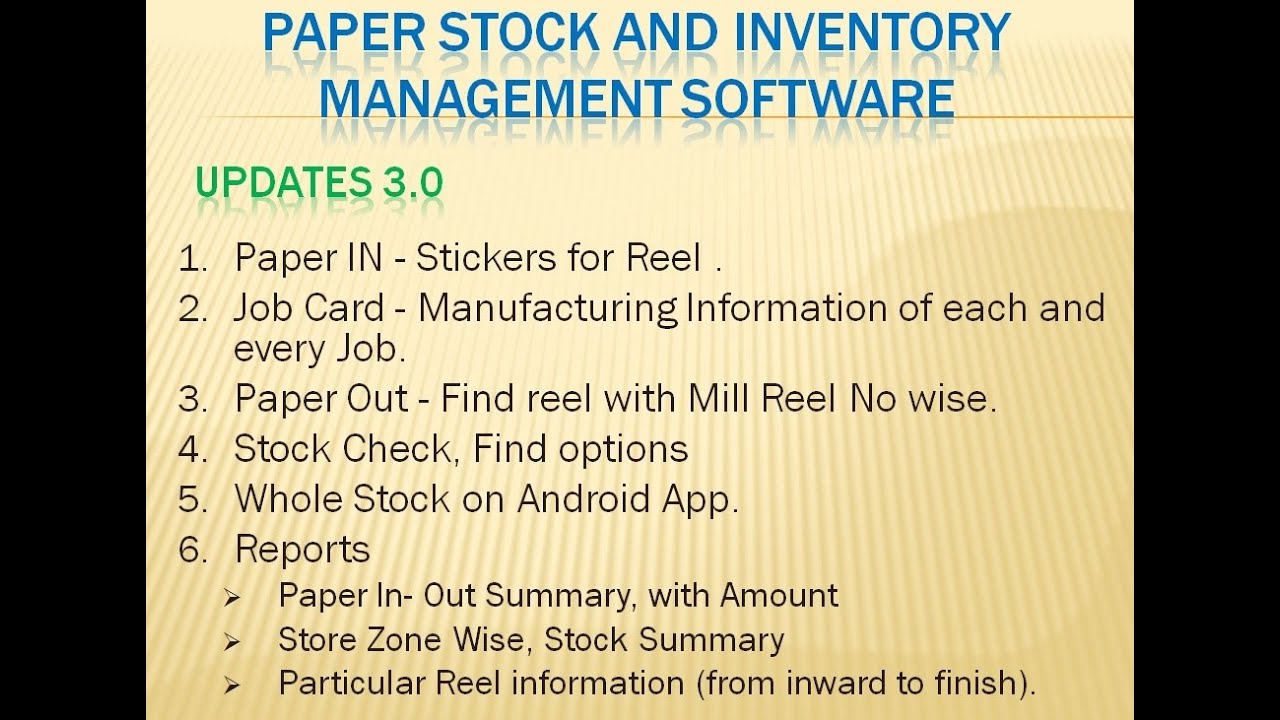 Paper Stock Inventory Software - Update 3.0 - YouTube