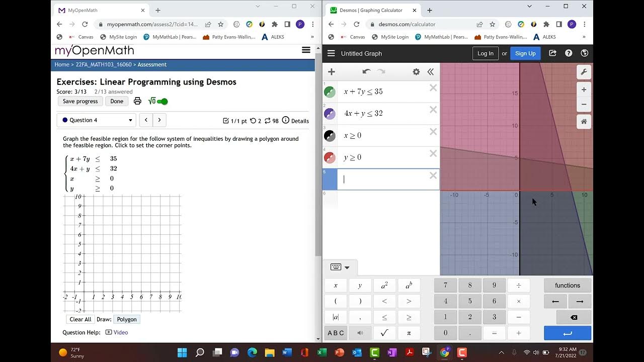 Finding a Feasible Region using Desmos - YouTube