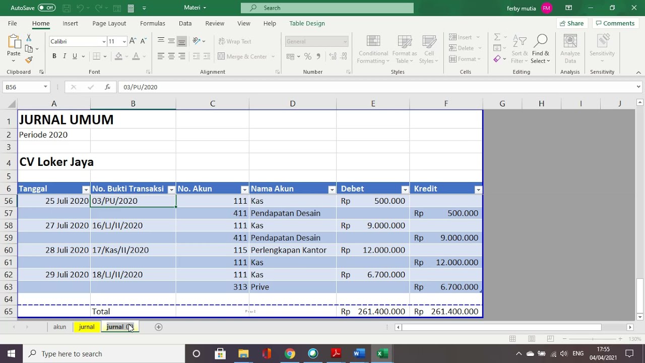 Menyusun Buku Besar Menggunakan Excel - YouTube