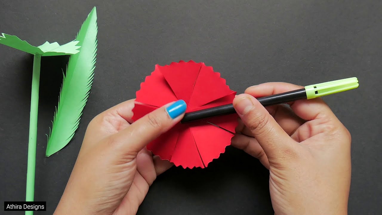 Red Paper Flowers | Paper Craft Ideas | Step By Step Tutorial | DIY ...