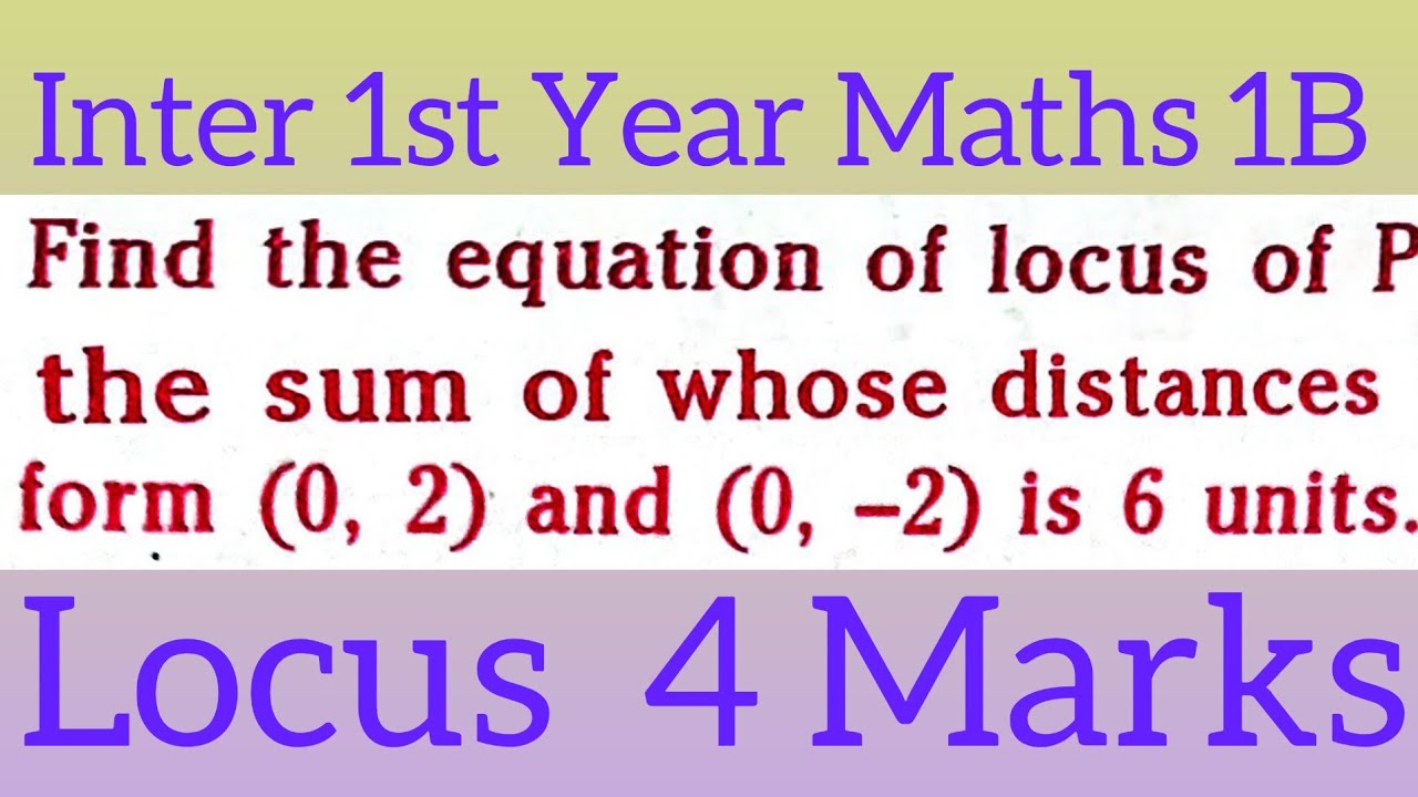 Inter 1st Year Maths 1B||sum of whose distances from (0,2) and (0,-2) is 6 units@maths naresh ...