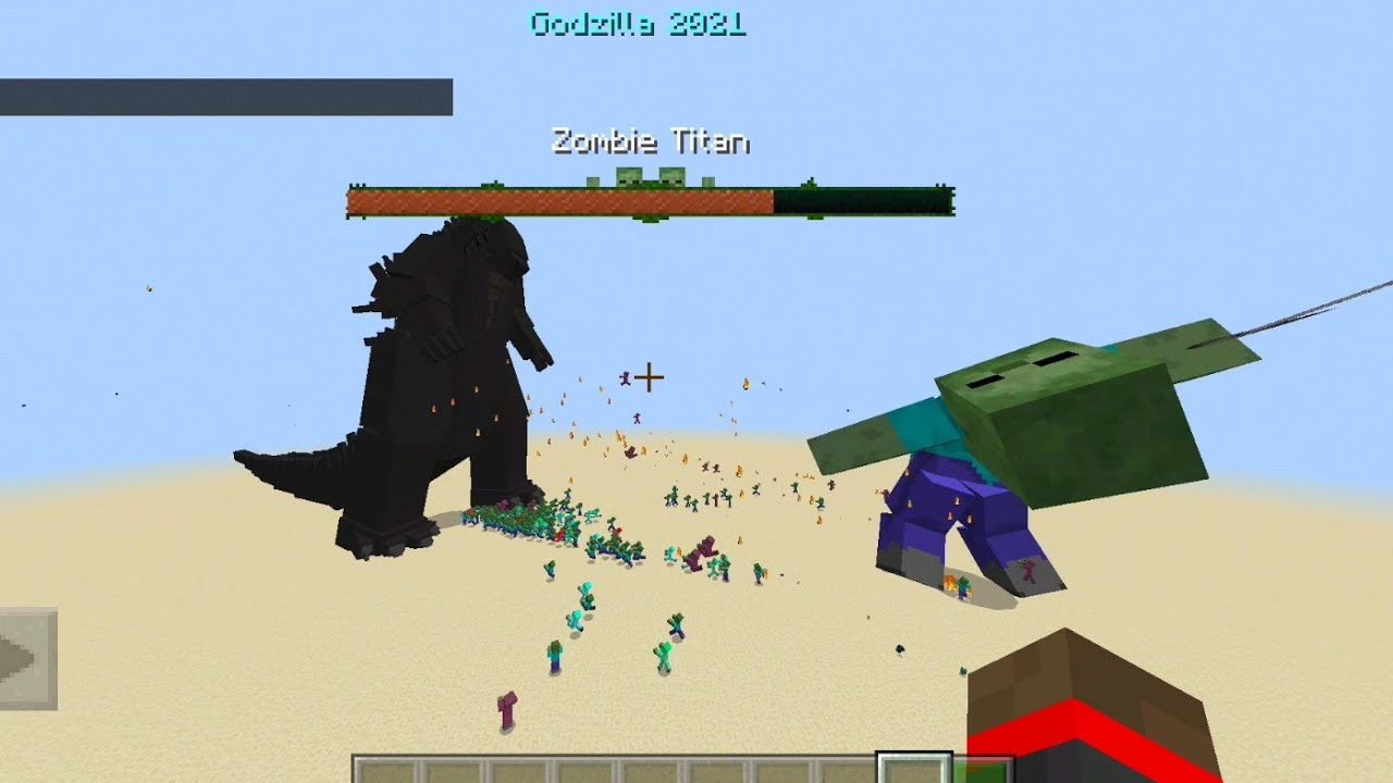 Spawn Zombie Titan vs Spawn Godzilla 2021 in Minecraft pe - YouTube