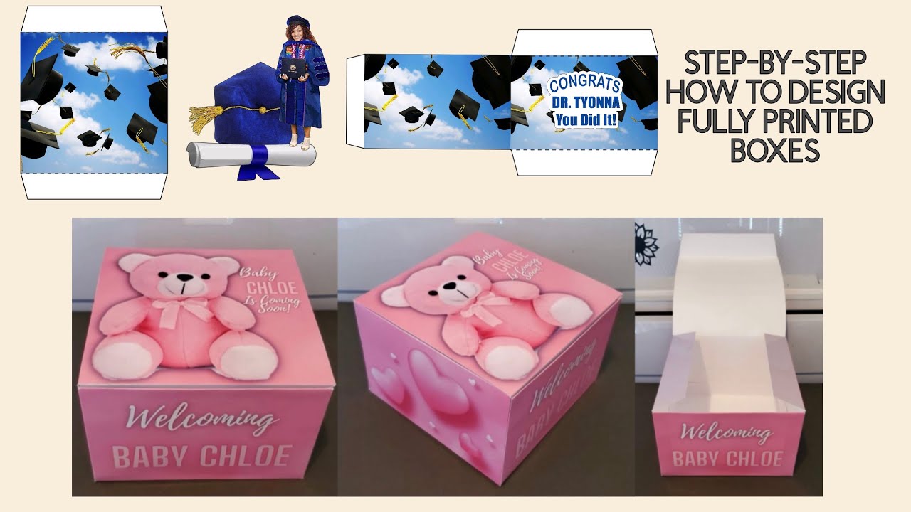 How To Design A PRINTABLE FAVOR BOX TEMPLATE - YouTube