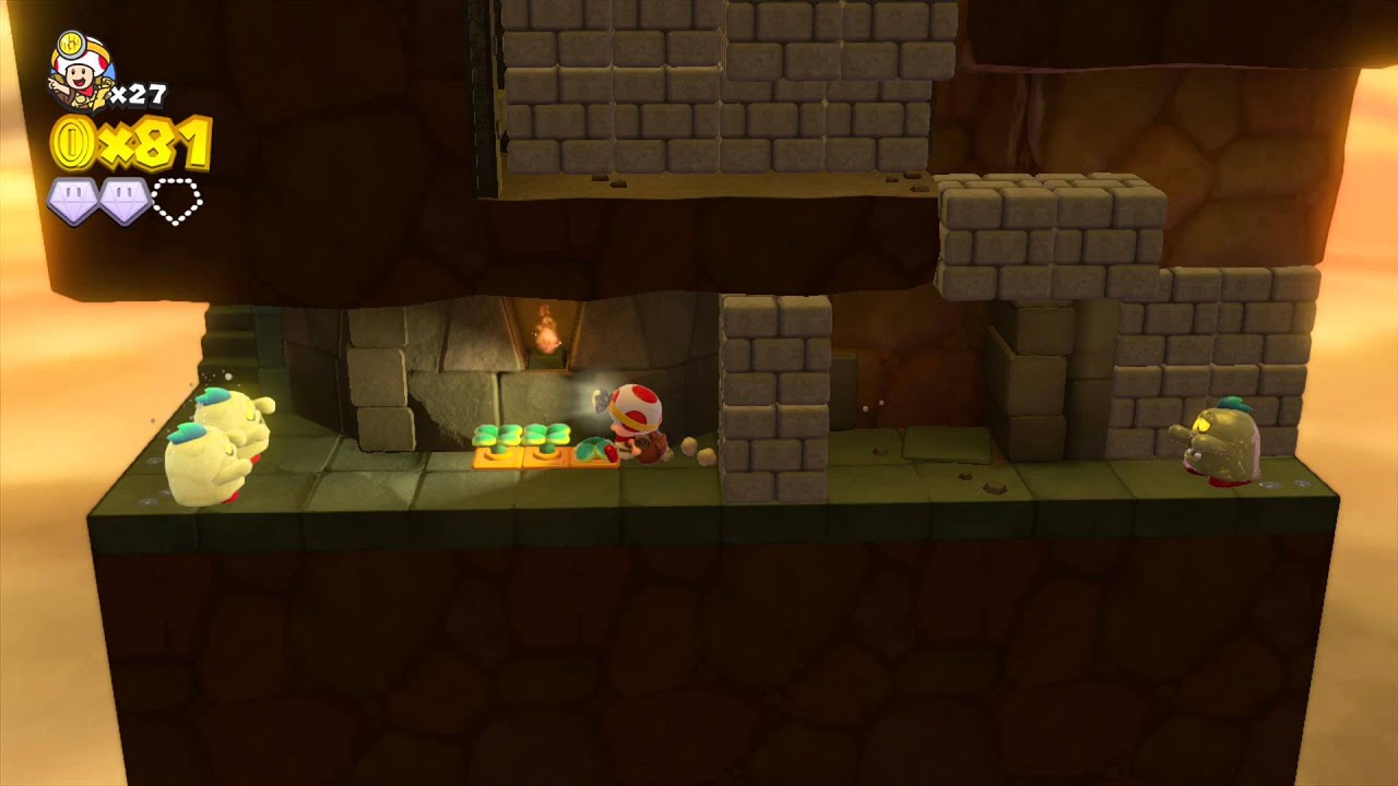 Captain Toad: Treasure Tracker (Wii U) - Pickax Cave Plummet (All Super ...