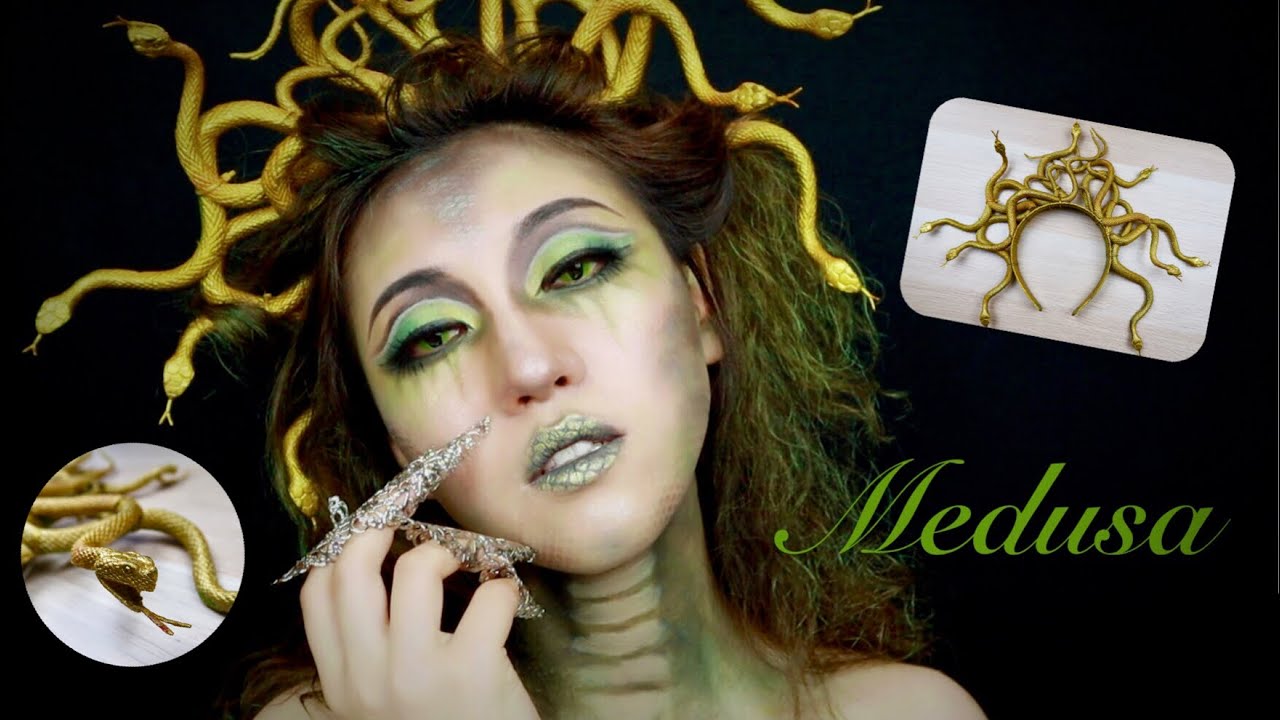 Medusa Makeup Look for 2020 Halloween + Medusa Hairband DIY! - YouTube