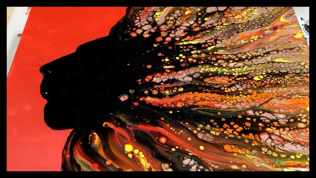 Lion Acrylic Painting Fire