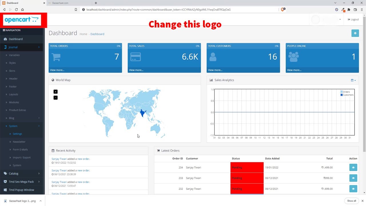 How to change logo of admin dashboard OpenCart3x - YouTube