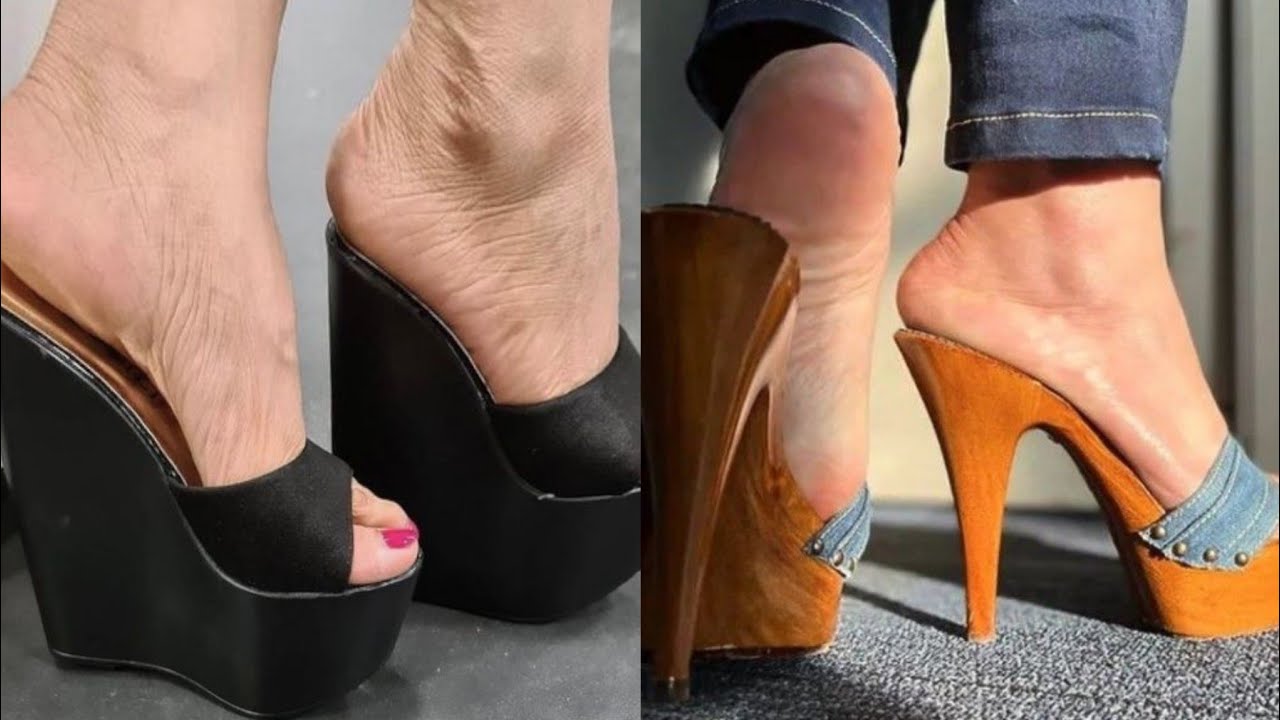 Rhinestone and elegent designs of open toe high heel in mules//👠 - YouTube