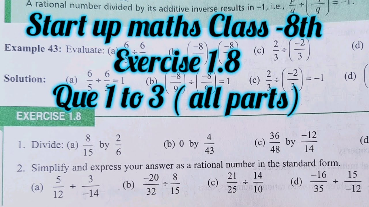 viva education class 8 maths solutions chapter 1 ex 1.8 | start up ...