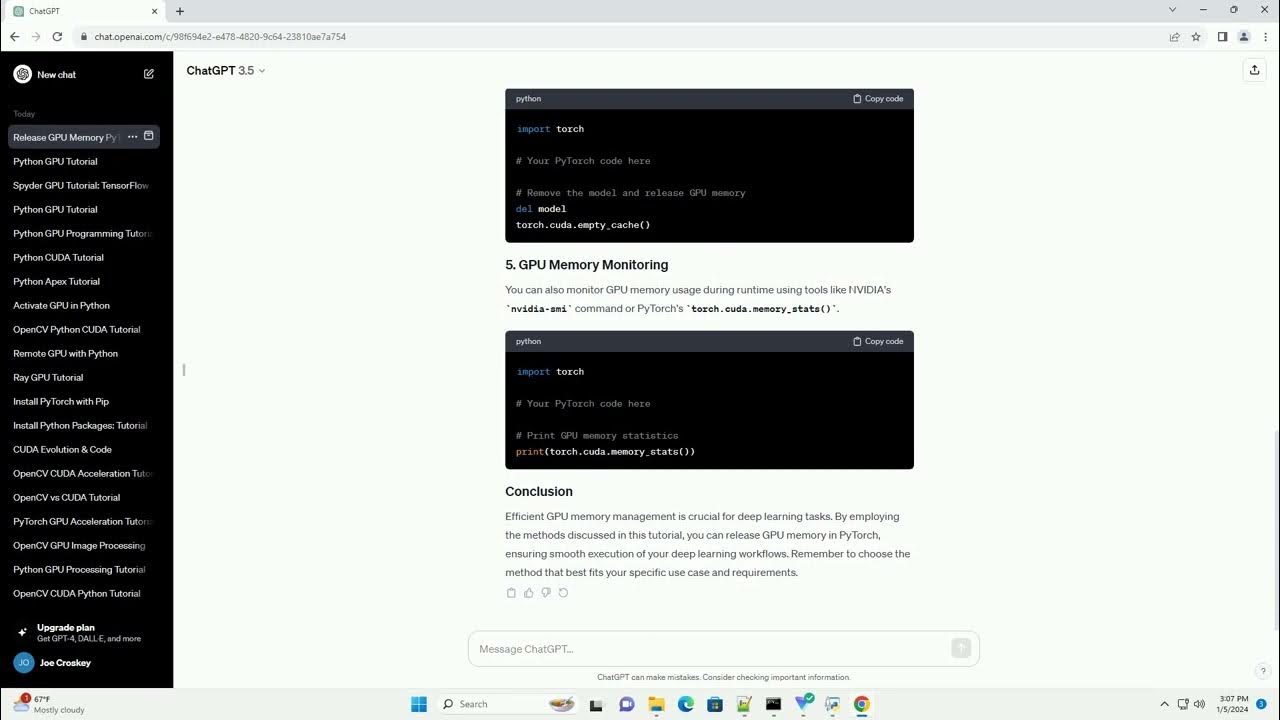 python release gpu memory pytorch - YouTube