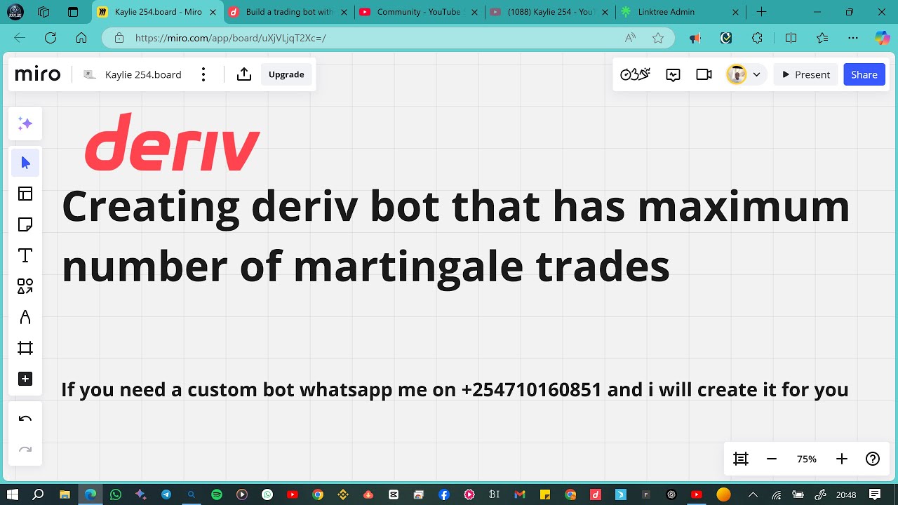 Creating deriv bot that has maximum number of martingale trades | guide ...