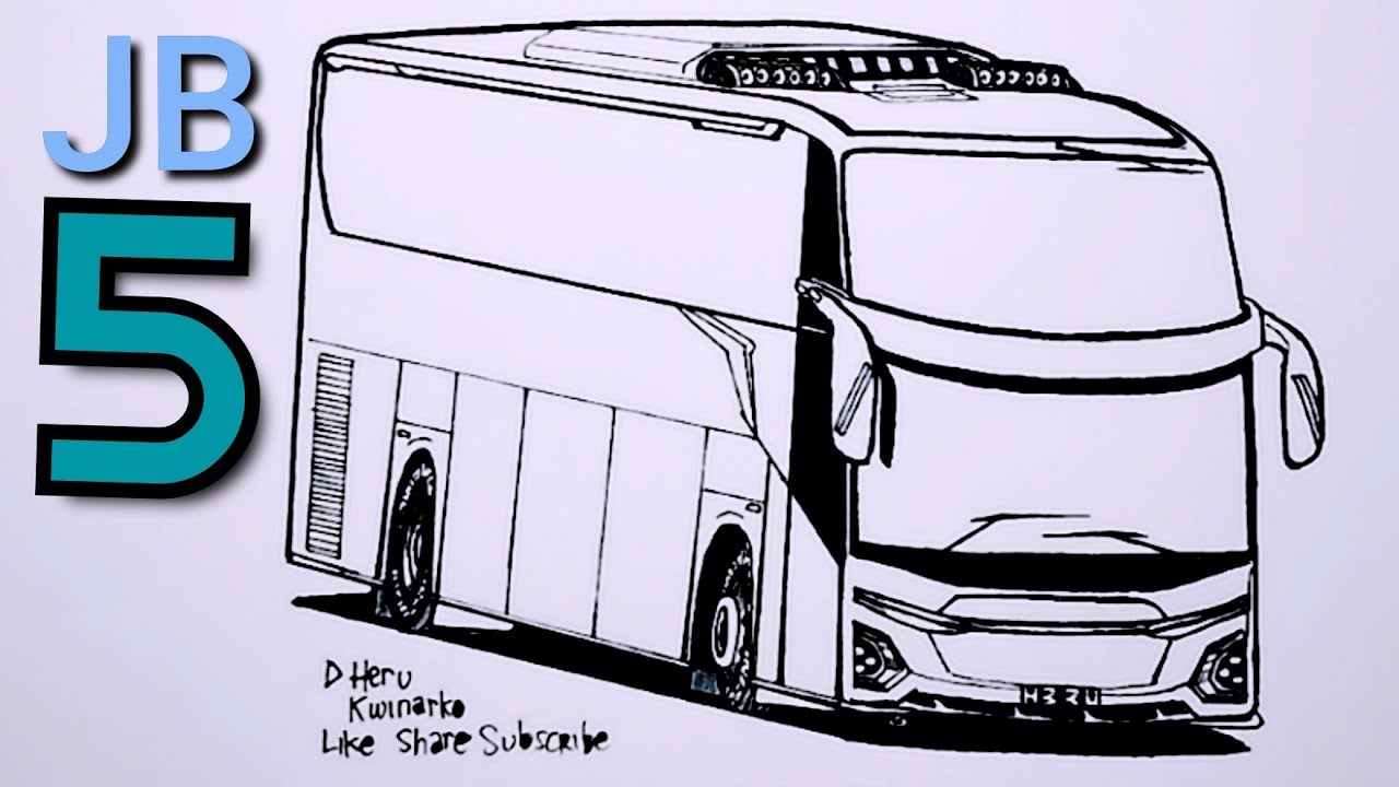 Cara mudah menggambar Bus, Cara Menggambar Bus JB5 #herukwinarko - YouTube