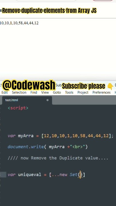 Remove duplicate elements from Array in js #coding #frontendcourse #webdesign #viral # ...
