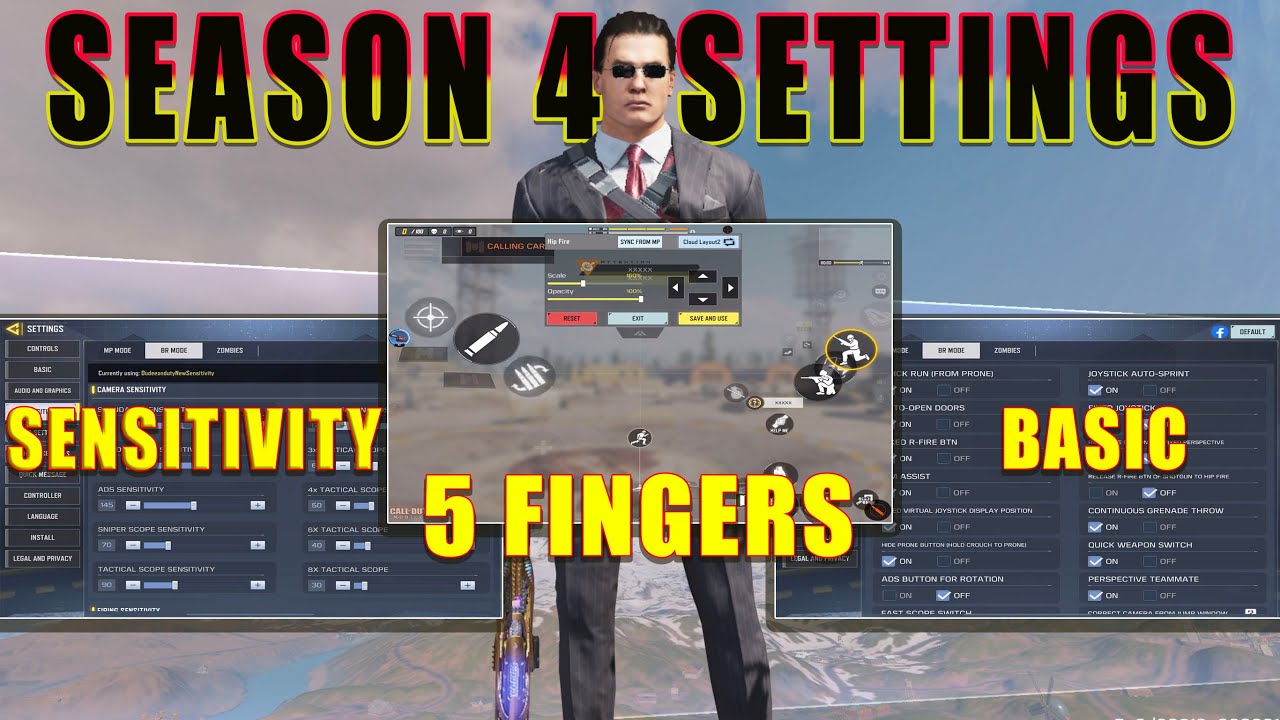 SENSITIVITY & BASIC SEETINGS + 5 FINGERS CLAW HUD in SEASON 4 Call of ...