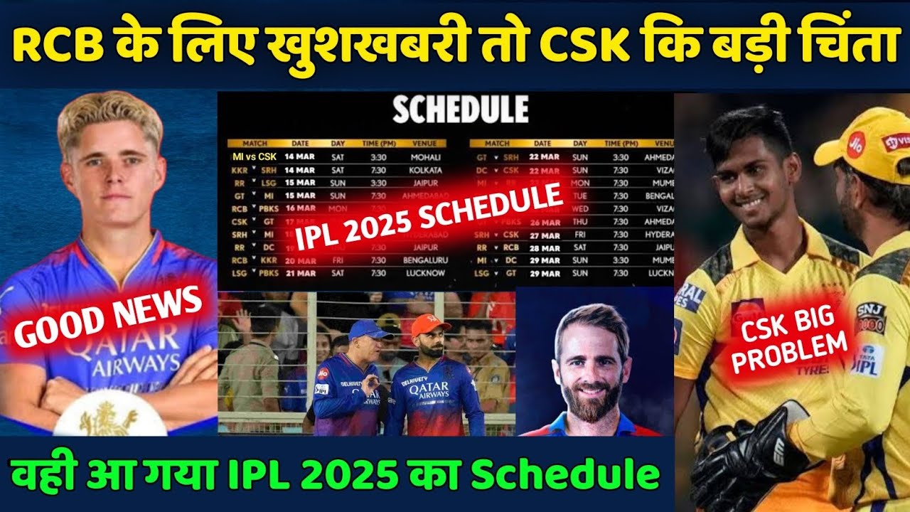 IPL 2025 SCHEDULE - GOOD NEWS FOR RCB, CSK IN TROUBLE | TOP LATEST NEWS ...