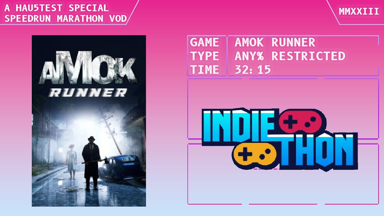 Amok Runner - Any% Restricted for Indiethon Spring 2023 - YouTube
