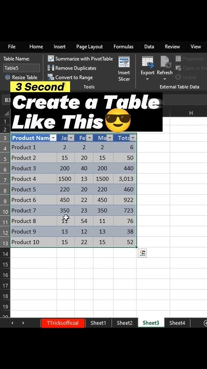 3 Second!!😎🔥 Create a Table in Excel #shorts #excel #excelformula #exceltips#exceltutorial - YouTube