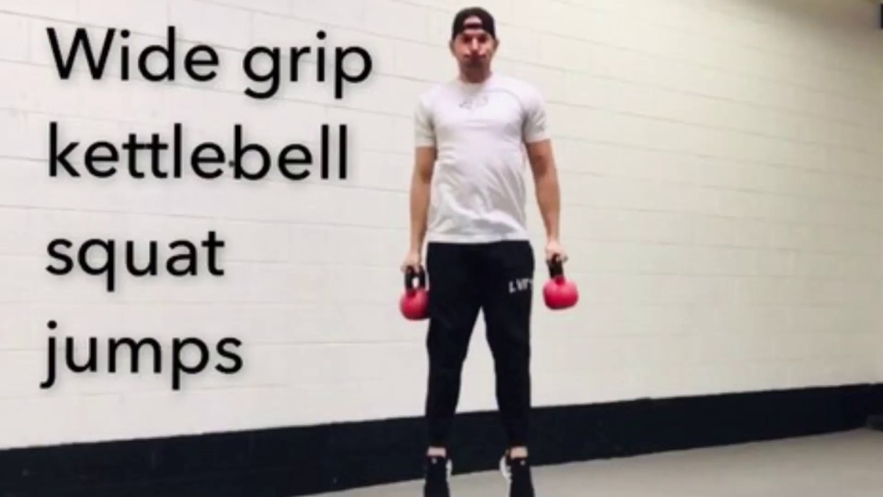 Wide grip kettlebell squat jumps. Great power exercise for surfers ...