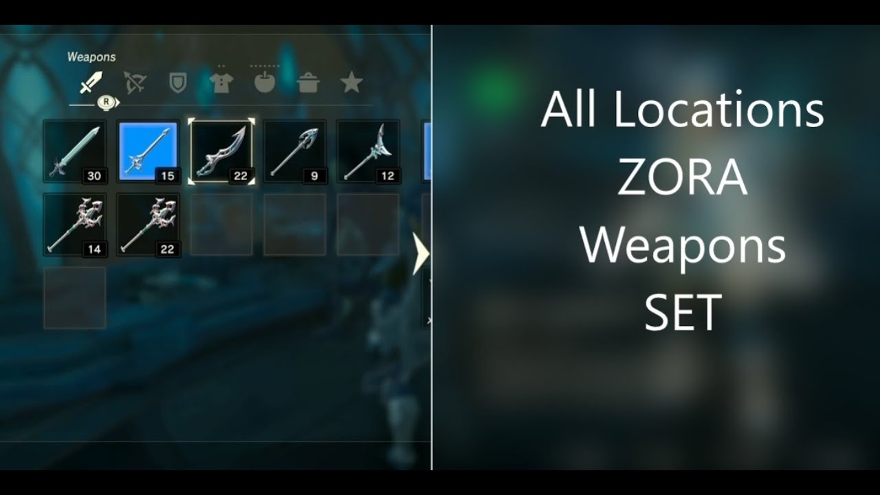 Complete Zora Weapons set and Locations Zelda BOTW - YouTube