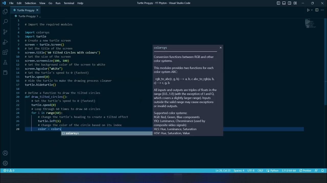 How to Draw 60 Tilted Circles in Python Using Turtle Graphics - YouTube