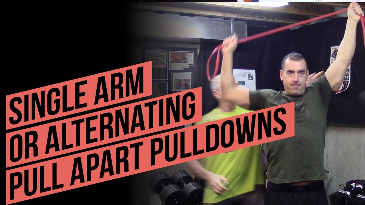 How to Do Lat Pulldowns with Resistance Bands! Single arm or Alternating Pull Apart Pulldowns ...