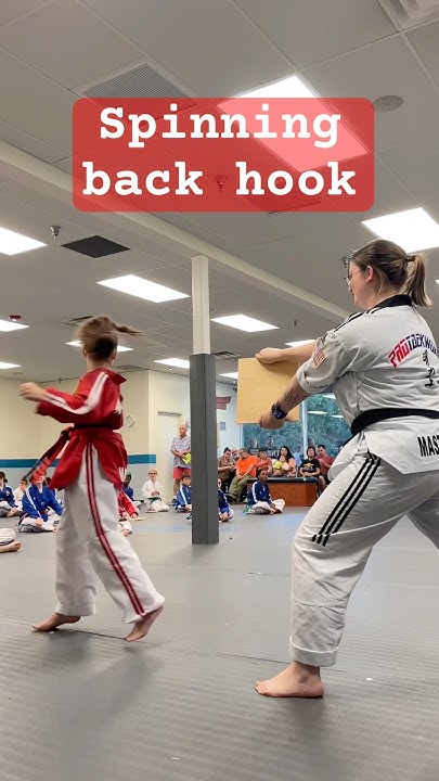 Belt graduation to Poom 3 Spinning back hook kick board breaking technique. #taekwondo - YouTube