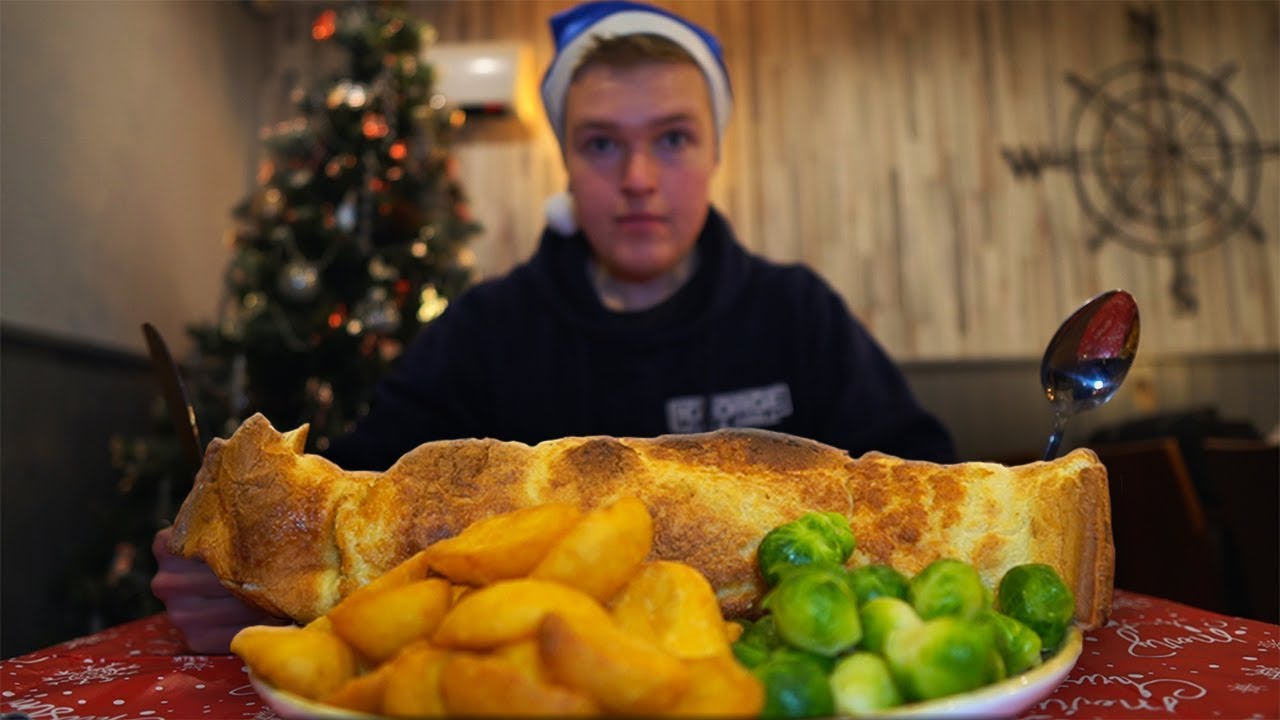 The "BIGGEST" YORKSHIRE PUDDING CHRISTMAS WRAP CHALLENGE! - YouTube