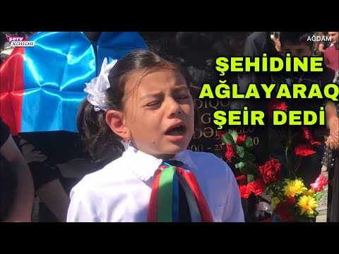 Balaca qız şəhidlər üçün göz yaşı tökərək şeir dedi - Hamını kədər boğdu