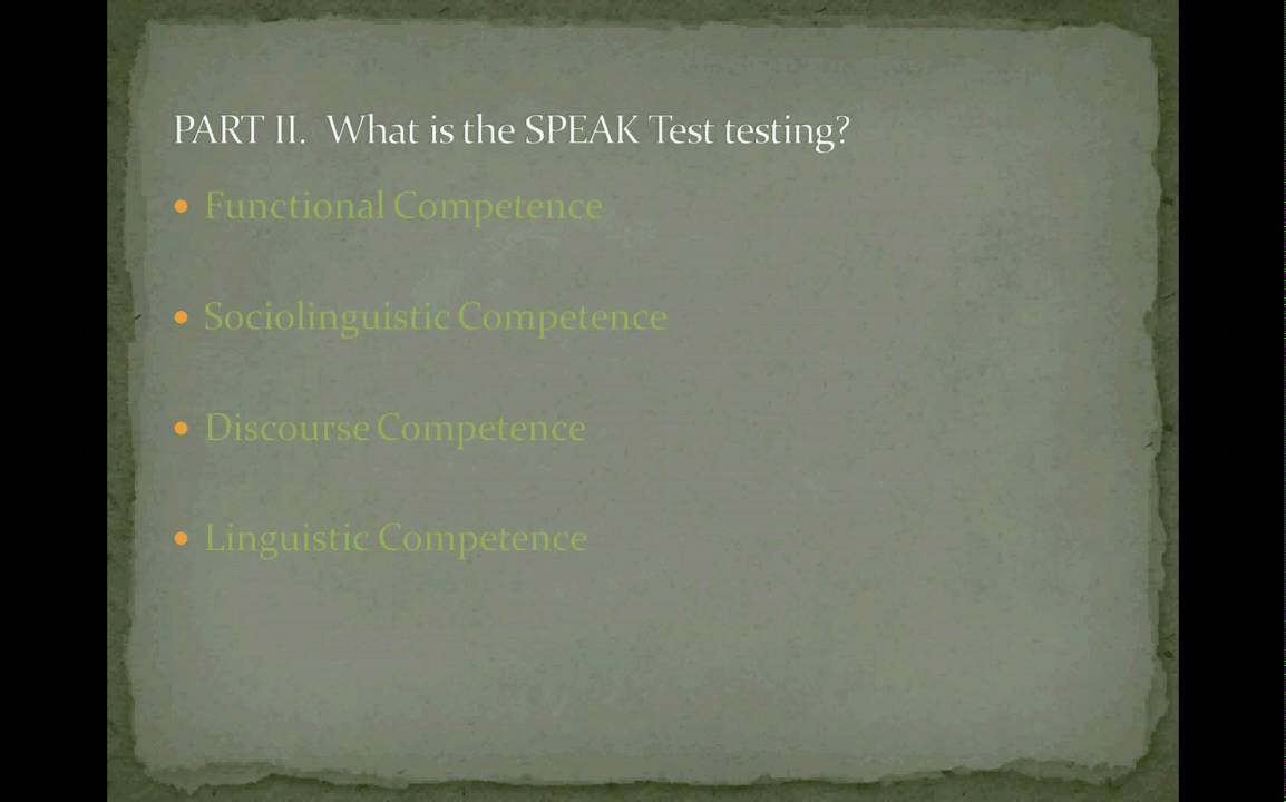 Understanding the SPEAK Test (part2) - YouTube