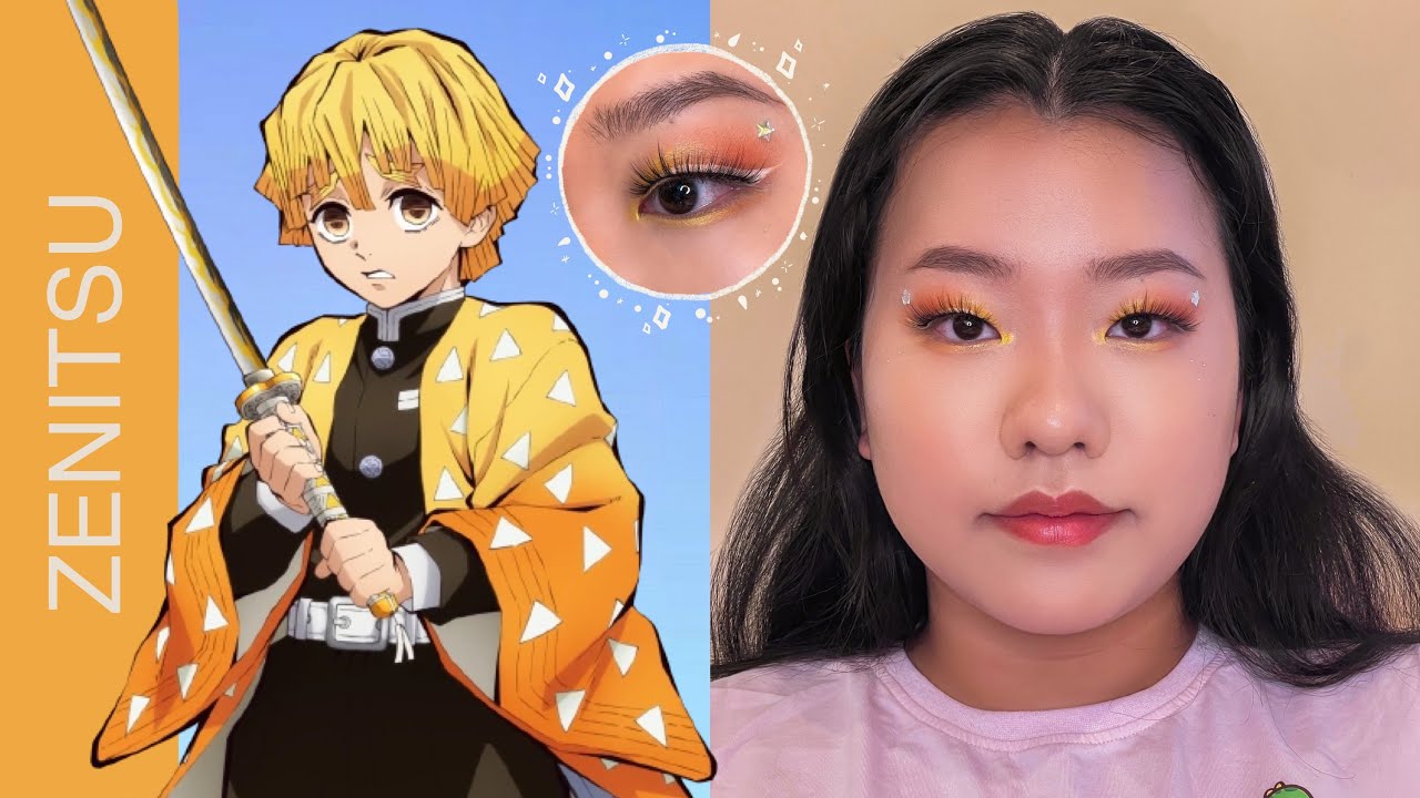ZENITSU DEMON SLAYER MAKEUP | MONOLID ASIAN MAKEUP - YouTube