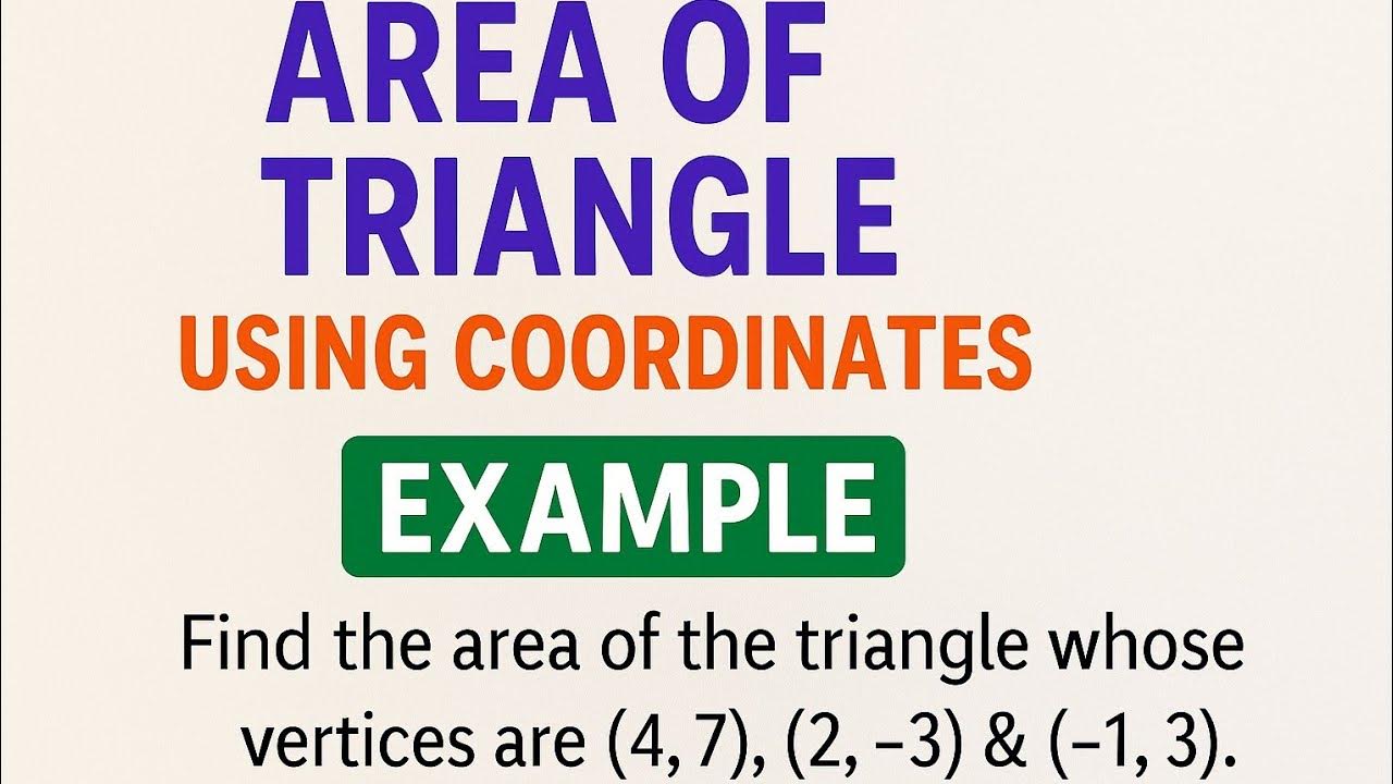 area of a triangle|| coordinate geometry - YouTube