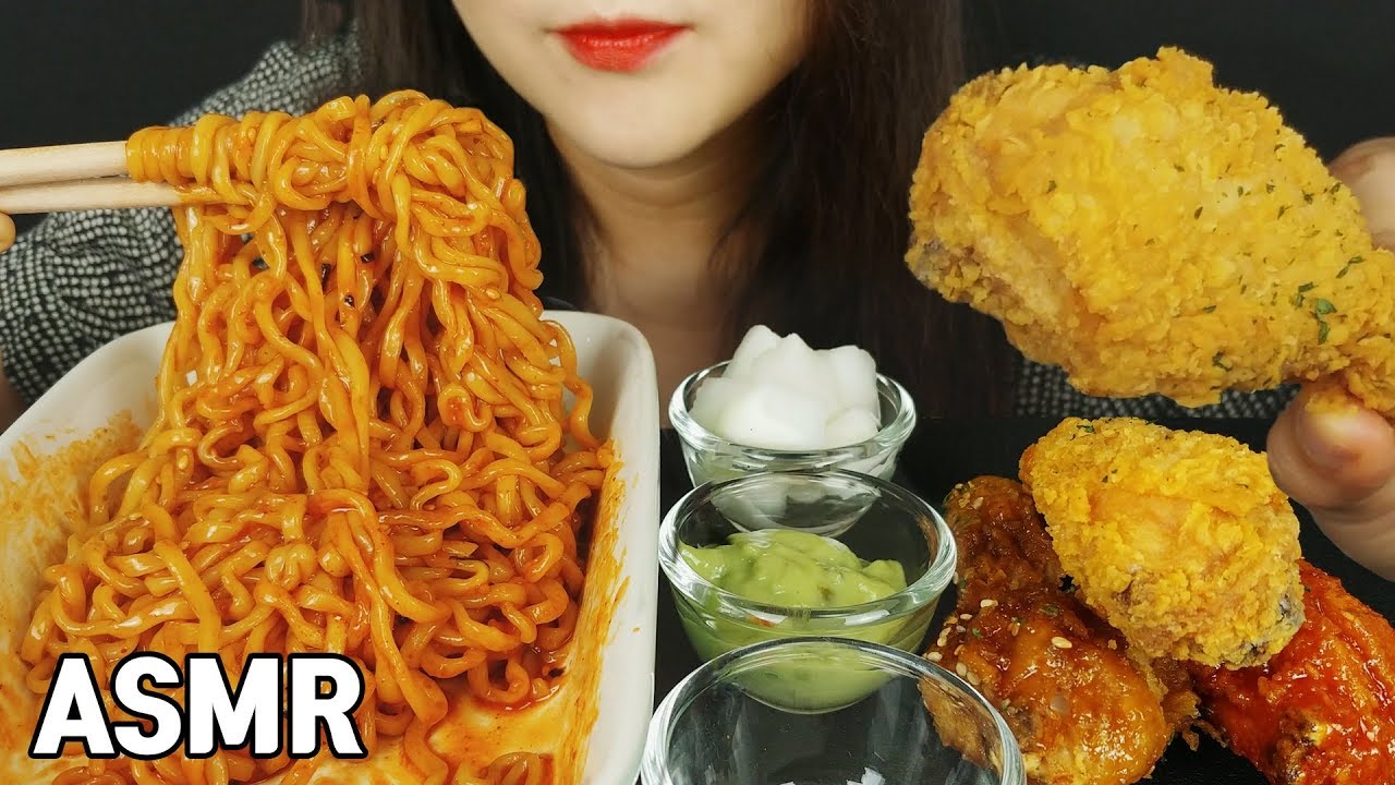 ASMR SPICY FIRE NOODLES & CHICKEN LEGS 불닭볶음면과닭다리(EATING SOUNDS)MUKBANG ...