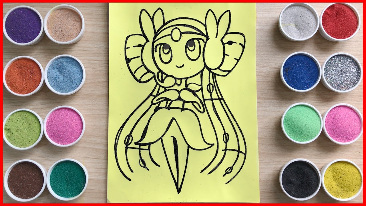 Famous characters in pokemon, colored sand painting, sand art, drawing ...