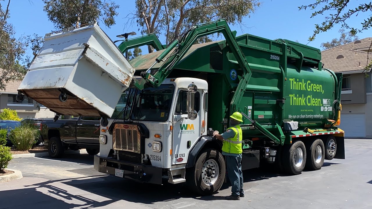 Waste Management Peterbilt Amrep Front Load Garbage Truck - YouTube