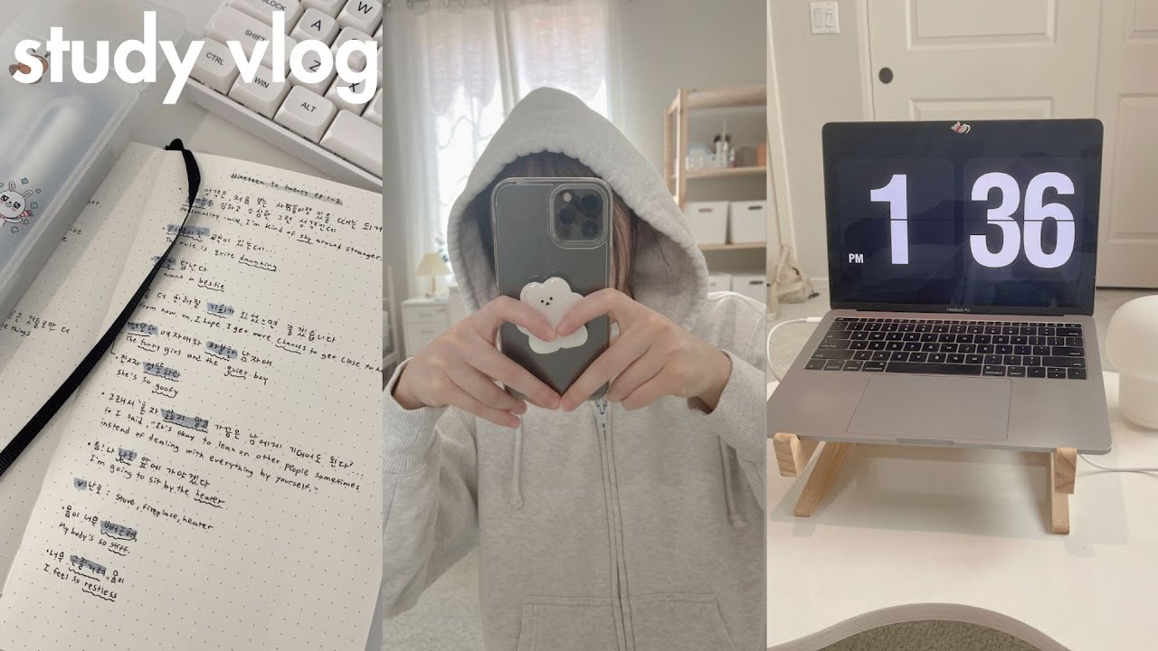 pinterest girl study vlog 🎧 studying korean, pilates, friends ...