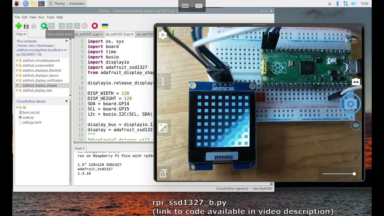 Raspberry Pi Pico/CircuitPython display on SSD1327 grayscale OLED - YouTube