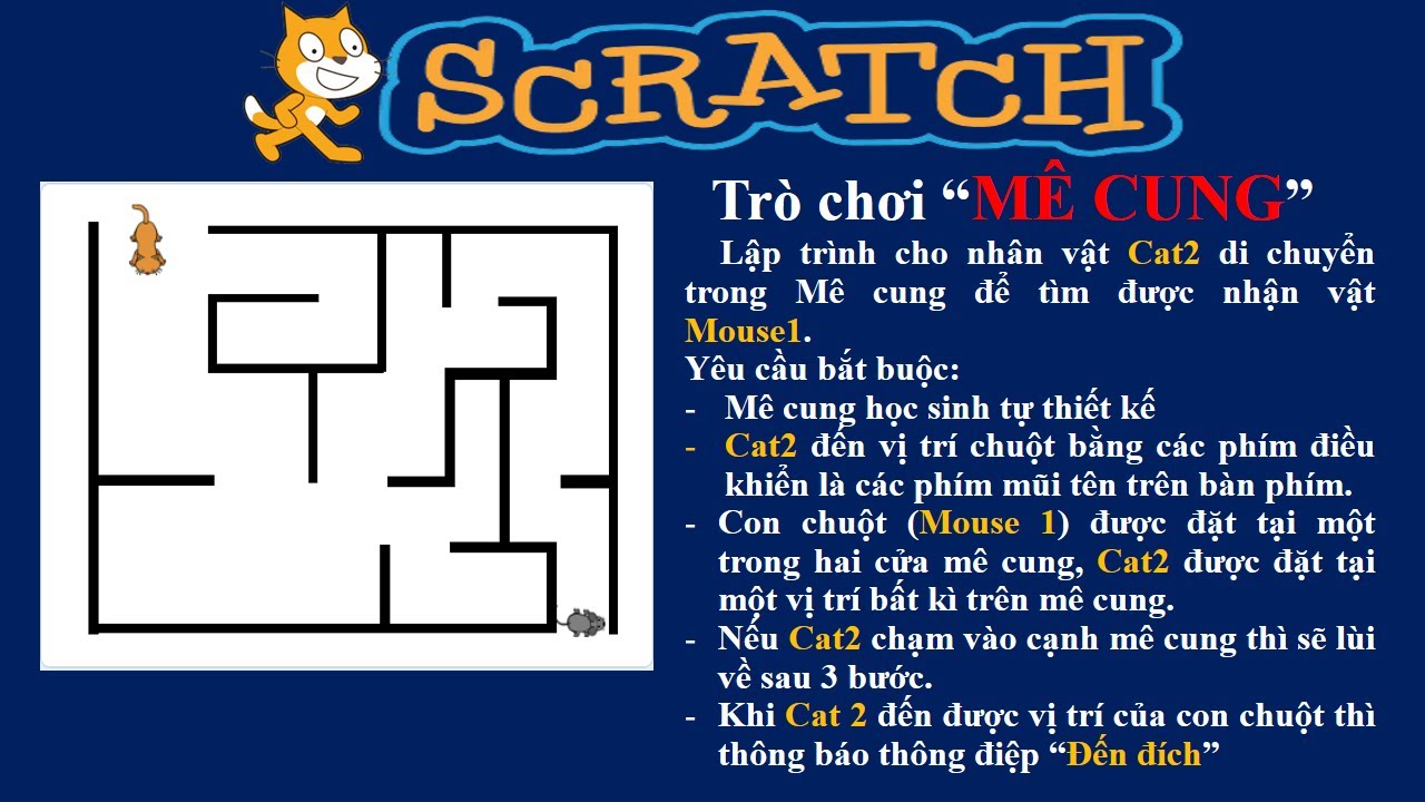 Scratch Hướng Dẫn Làm Trò Chơi Mê Cunglập Trình Cho Nv Di Chuyển Chạm Cạnh Mê Cung Sẽ Lùi Lại