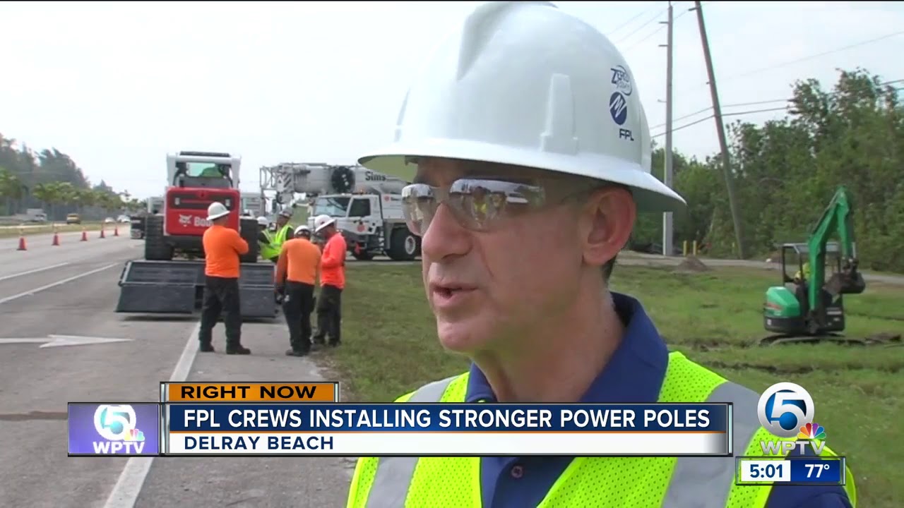 FPL crews installing stronger power poles - YouTube