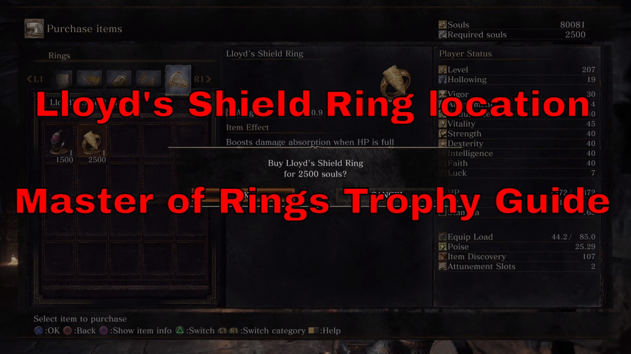 Dark Souls III - Lloyd's Shield Ring location [Master of Rings Trophy ...