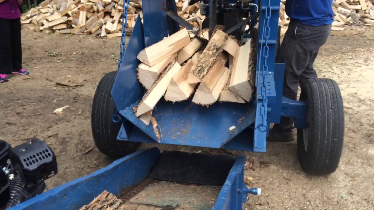 Homemade wood splitter and wood tumbler - YouTube