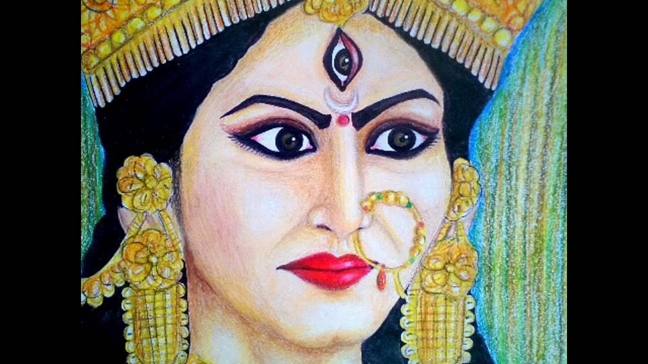 Painting of Indrani Haldar as Devi Durga - YouTube