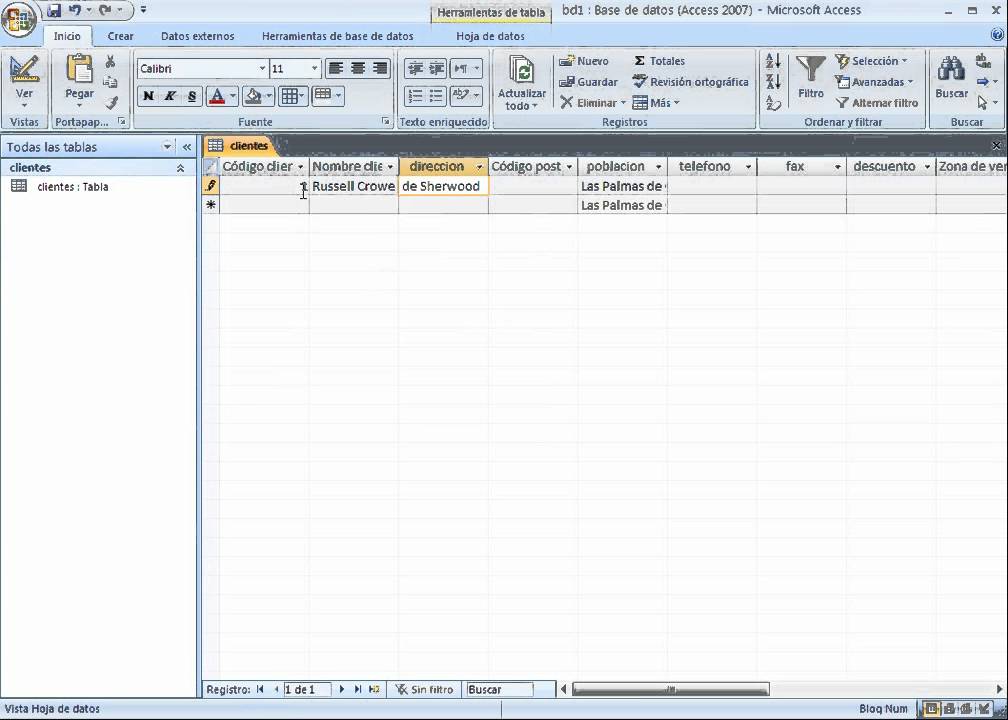 Introducir datos en la tabla de clientes (access) - YouTube