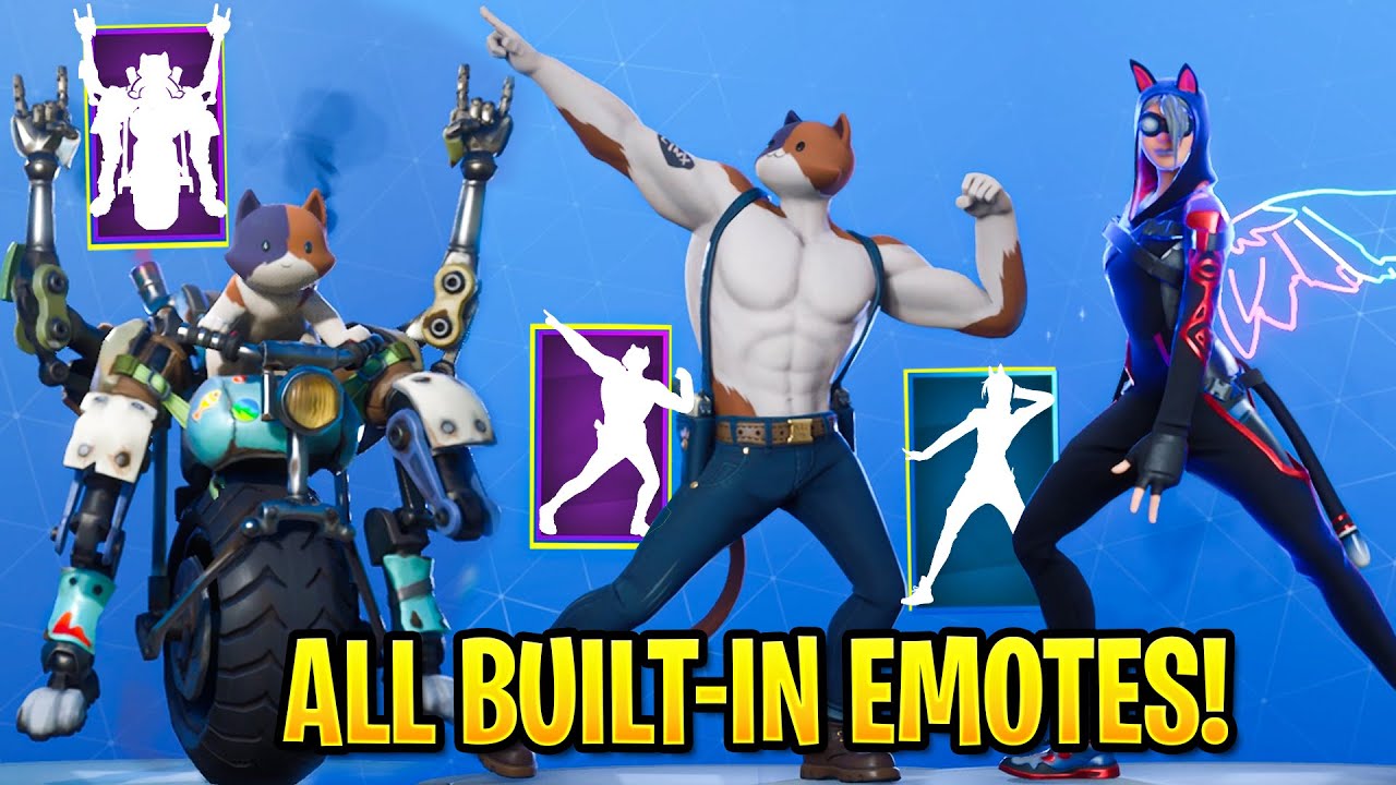 ALL BUILT-IN EMOTES.! (Go Cat Go, Swole Cat & More) Fortnite Battle ...