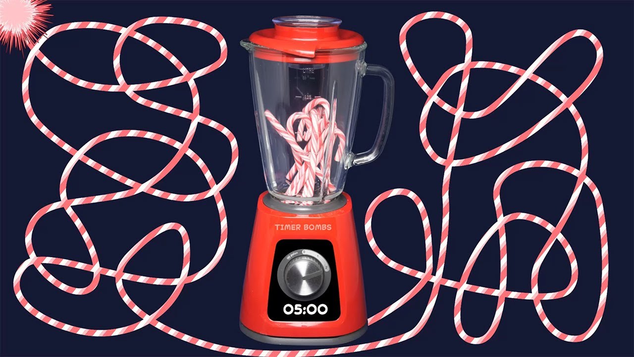 5 Minute Candy Cane Blender Timer Bomb - YouTube