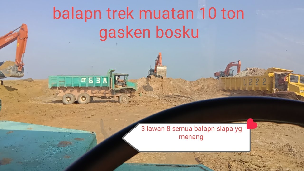 3 excavator Hitachi lawan lori hantu muatan 10 ton 8 biji Geri bos ku ...
