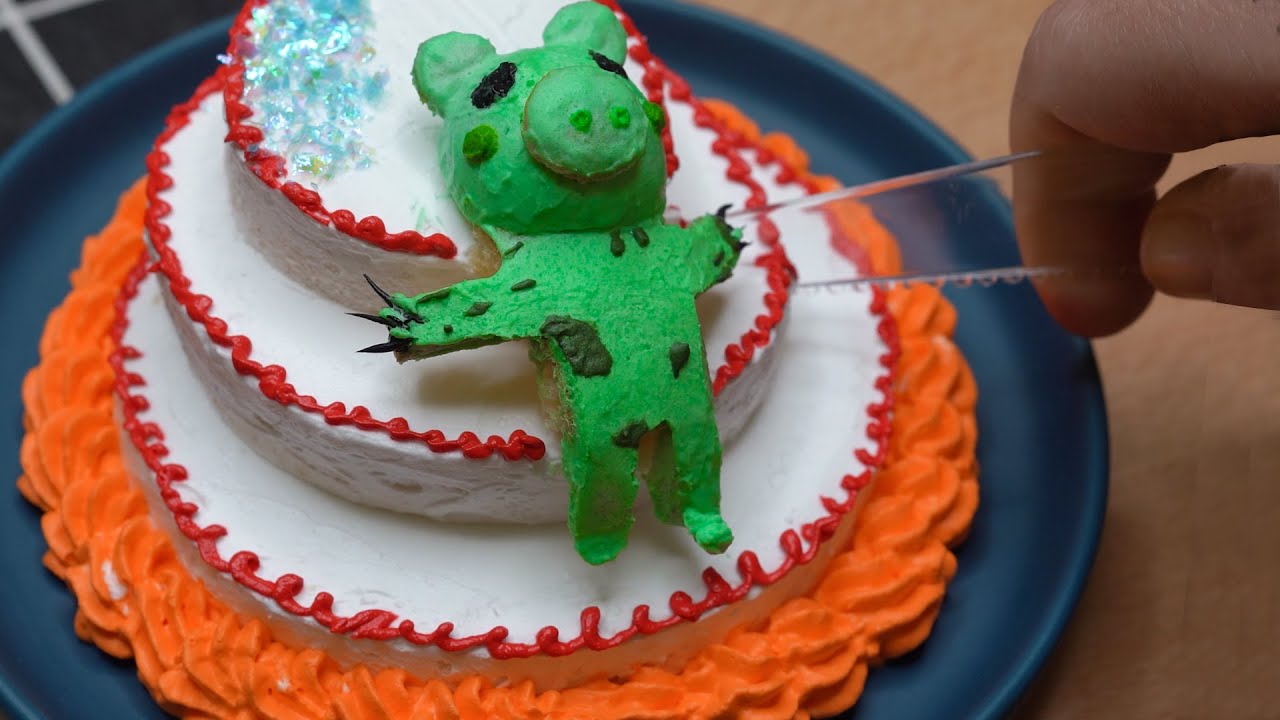 Miniature 3 Tier Cake Roblox Piggy DINO | 😋 Kitchen Food I Mini real ...