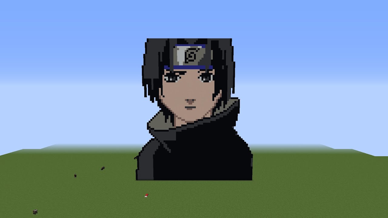 Minecraft Pixel Art Tutorial Sasuke Pixel Art Part 1 Youtube