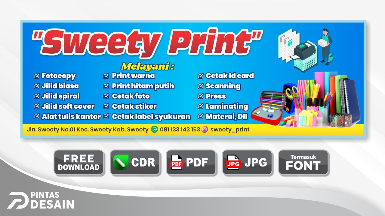 TUTORIAL DESAIN SPANDUK FOTOCOPY (Free Download CDR) - YouTube