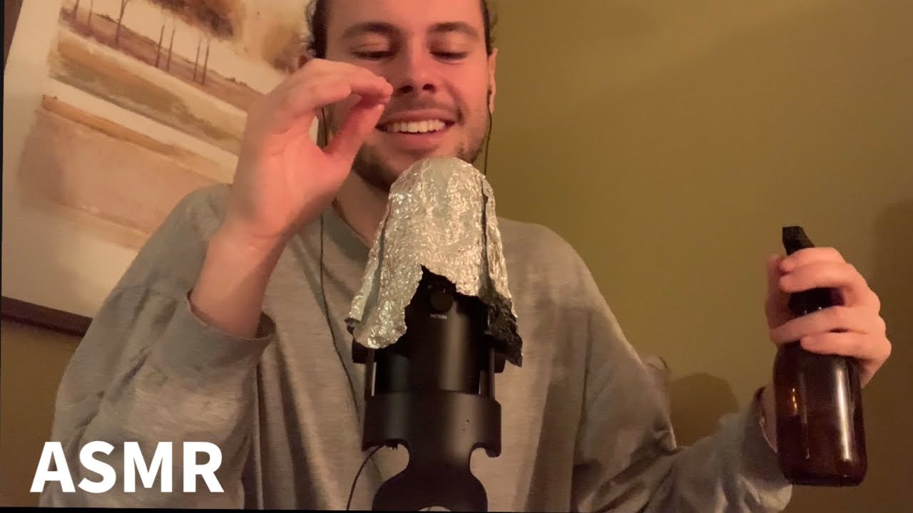 ASMR | Tingly mic spraying foil and plastic wrap (ASMarch Day 13) - YouTube