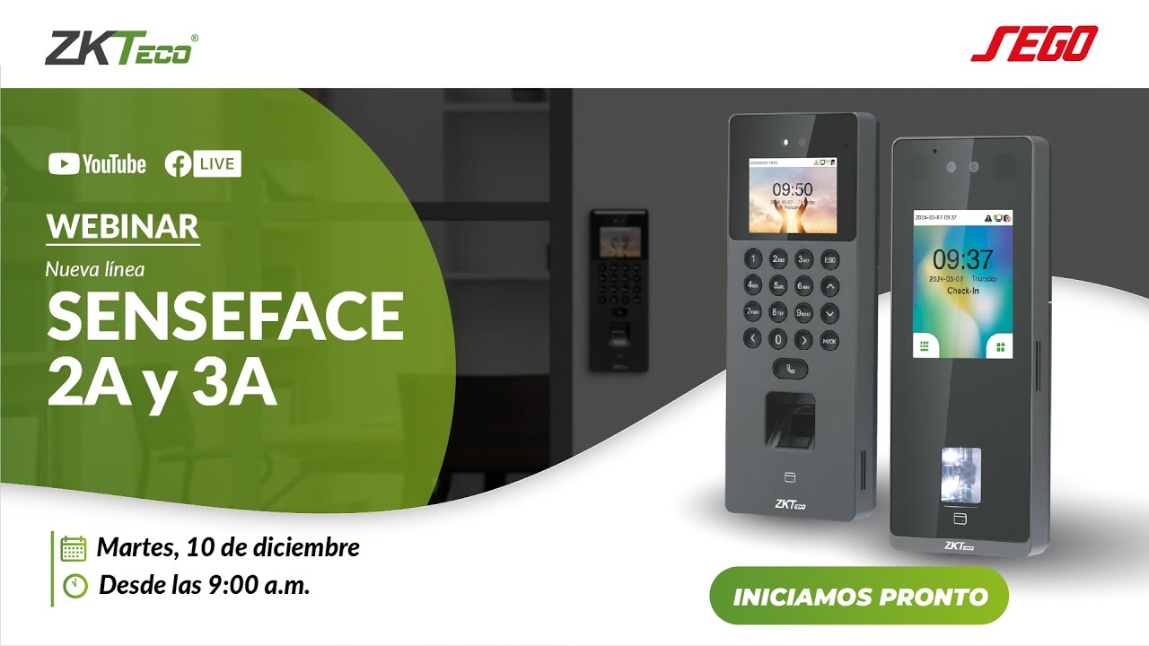 WEBINAR 📢 ZKTECO: Nueva línea SENSEFACE 2A y 3A - YouTube
